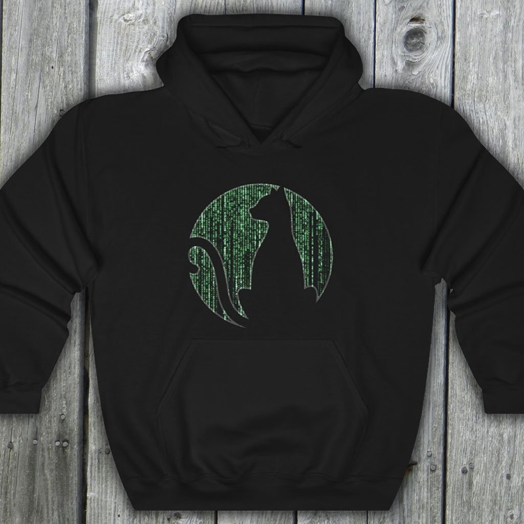 Glitch Cat - Matrix Themed Hooded Sweatshirt - NAB It Designs